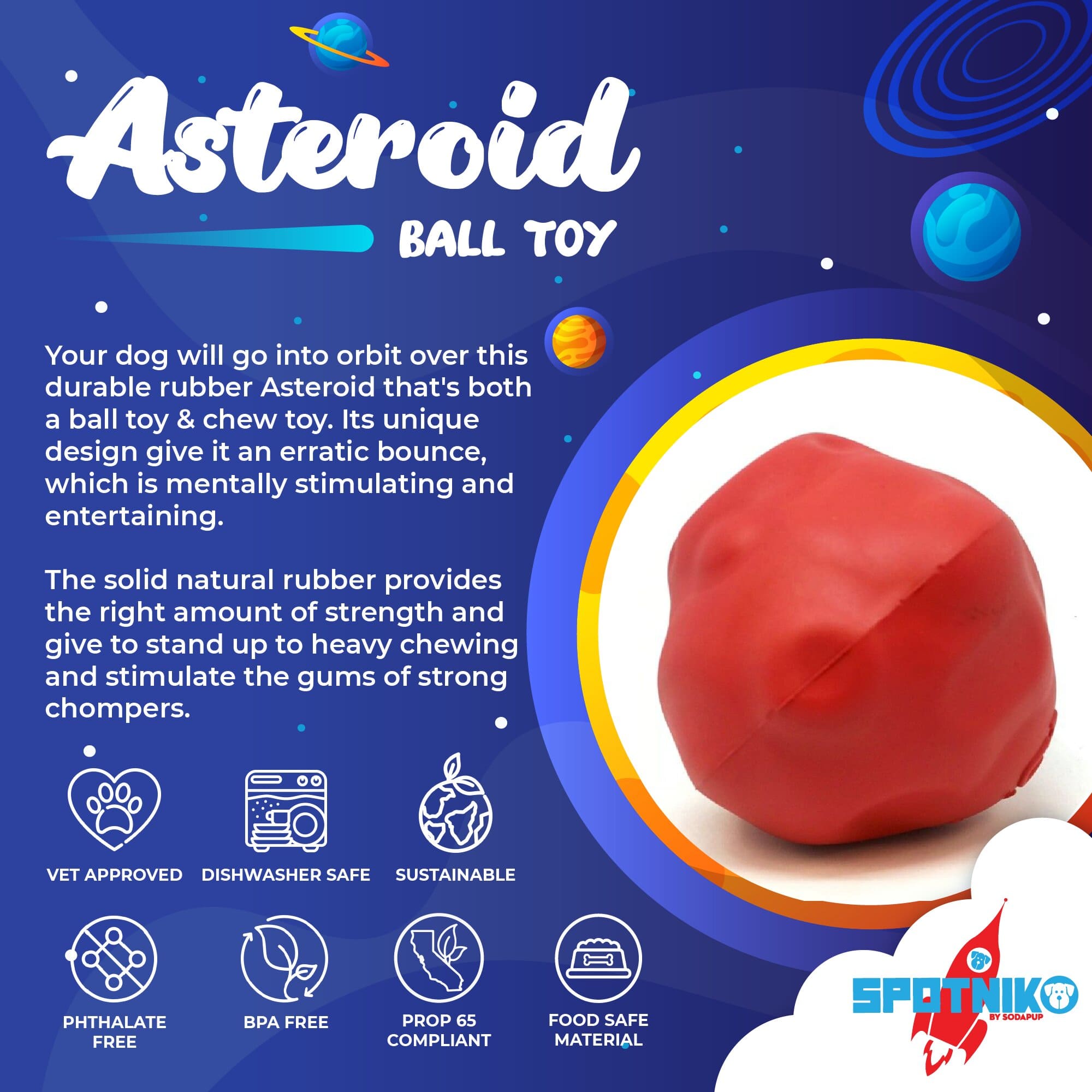 Asteroid Ultra Durable Rubber Chew Toy – SwiftPaws