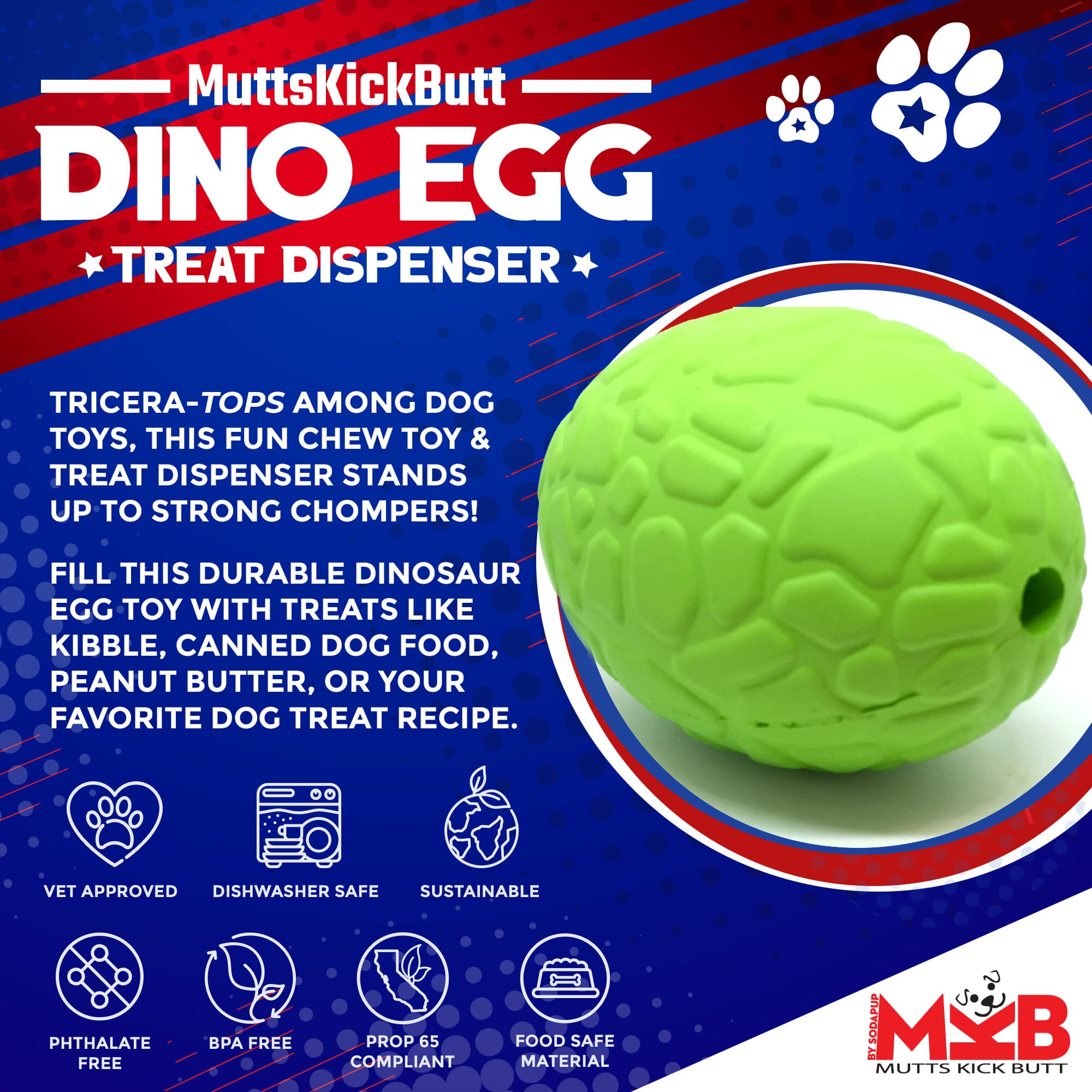 Dinosaur Egg Durable Rubber Chew Toy & Treat Dispenser – SwiftPaws
